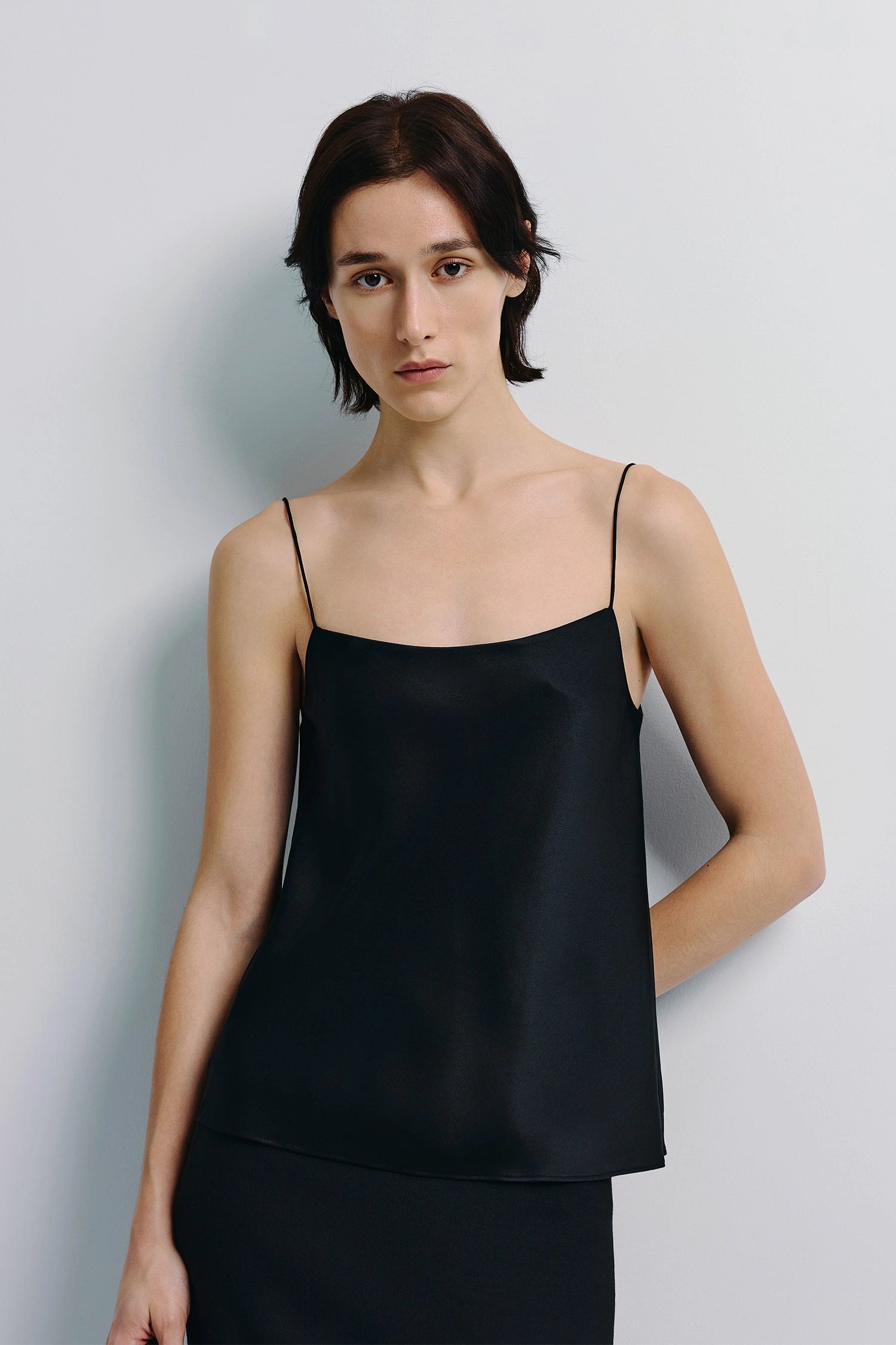 Black Silk Cami Top | Elegant Layering Essential